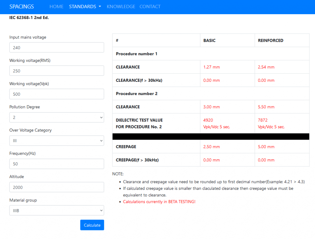 Creepage and Clearance Calculator – g3zko